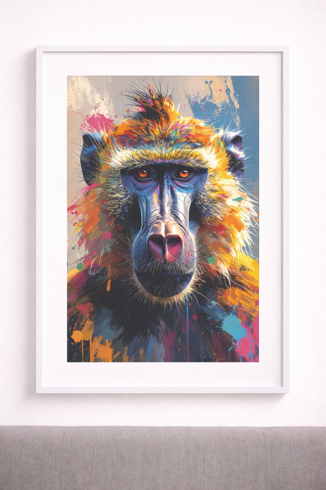 Colorful Baboon Poster – Modern Wildlife Wall Art – Abstract Animal Art ...