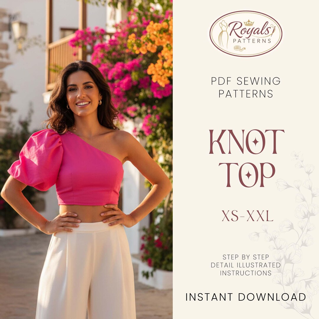 Knot Top Pattern | Sewing Pattern Top | Crop Top Pattern | One Shoulder ...