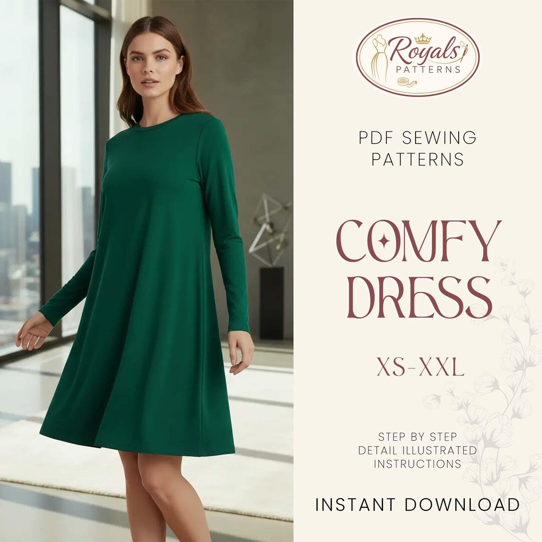 A Line Midi Linen Dress Sewing Pattern, Women Linen Dress Pattern, Boat ...