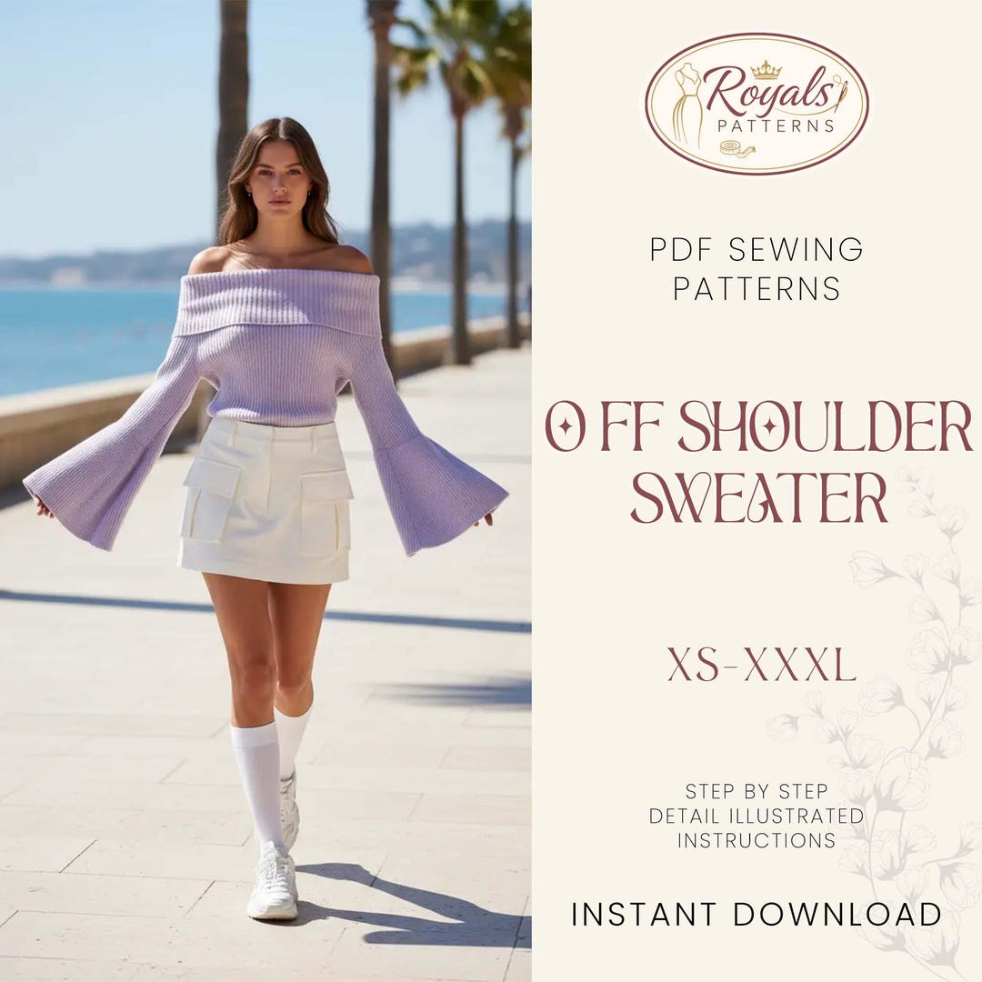 Off Shoulder Sweater Sewing Pattern | Sweater Pattern | Womens Top ...