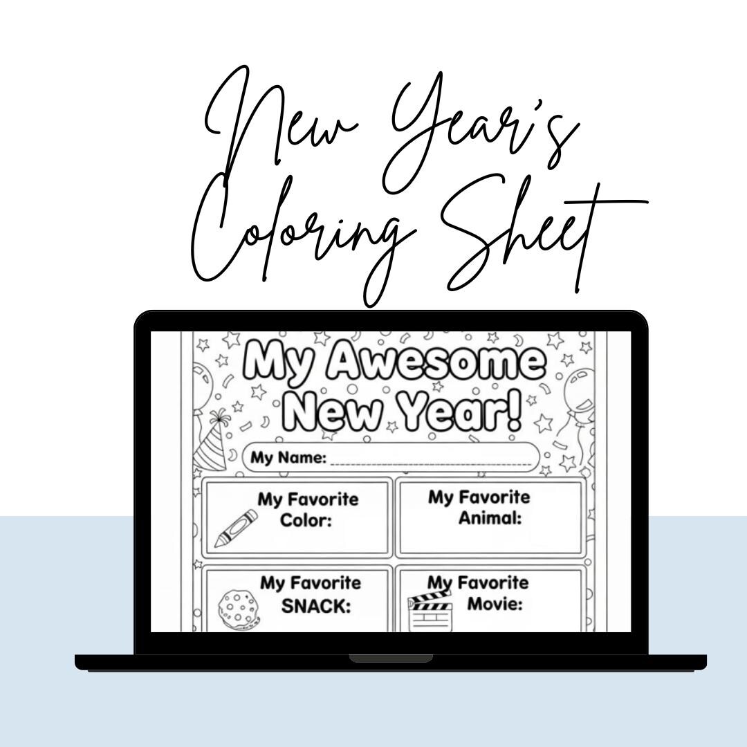 2026 New Year Goals Coloring Worksheet | Kids Activity (instant ...