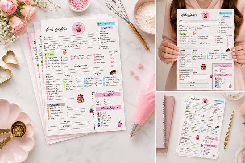 Editable Cake Order Form Template, Bakery Business Sheet (US Letter ...