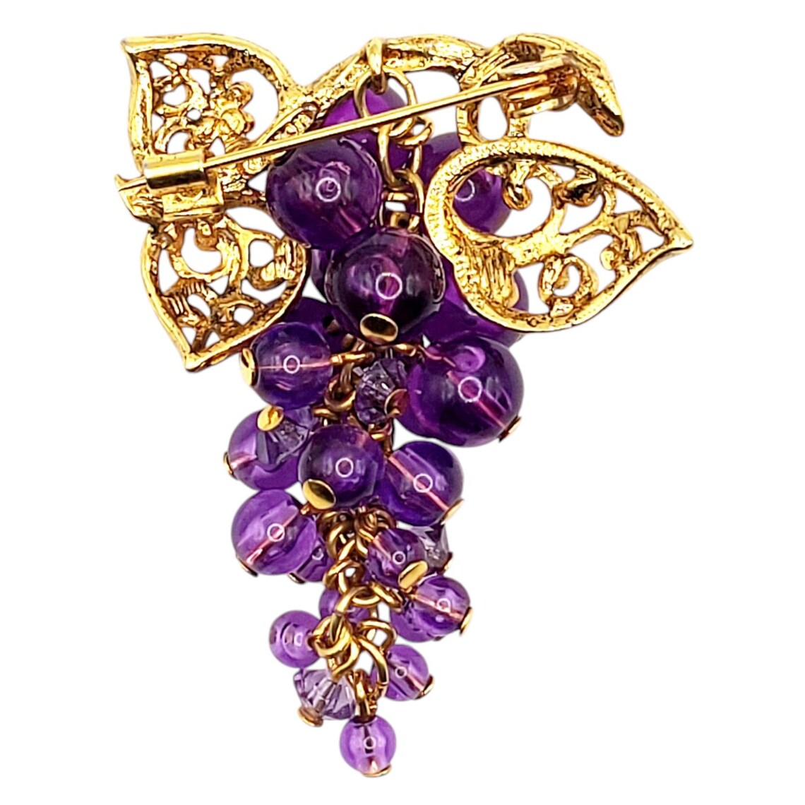RARE Vintage AVON Grape Cluster Brooch, Dangle Purple Grape Cluster Pin ...