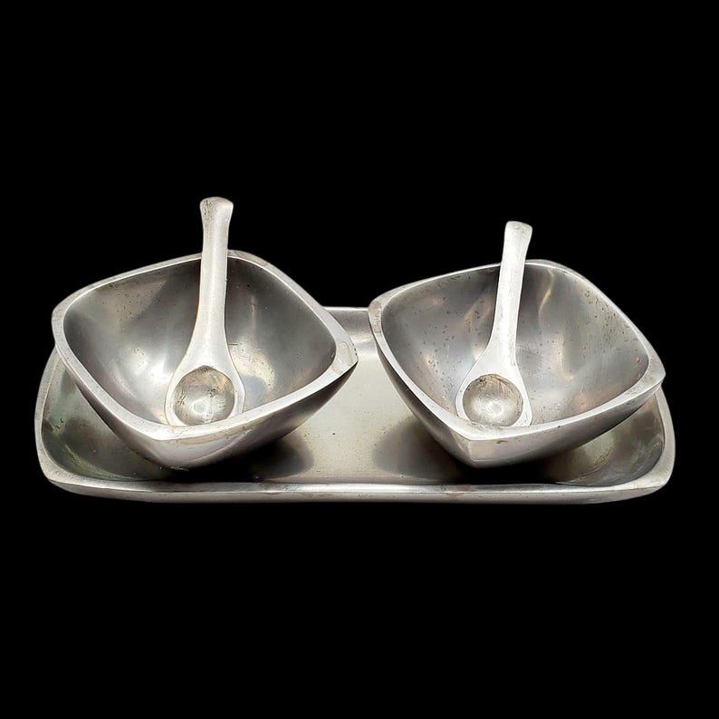 Mini 5 Piece Aluminum Condiment Tray Set, IHI 5 Piece Salt Pepper ...