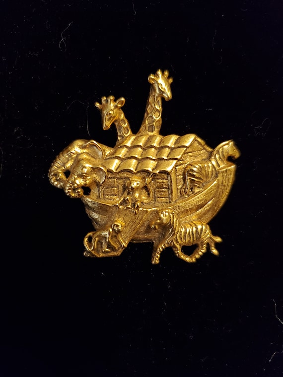 Vintage AVON Noah's Ark Pin Brooch Goldtone Noah's Ark - Etsy