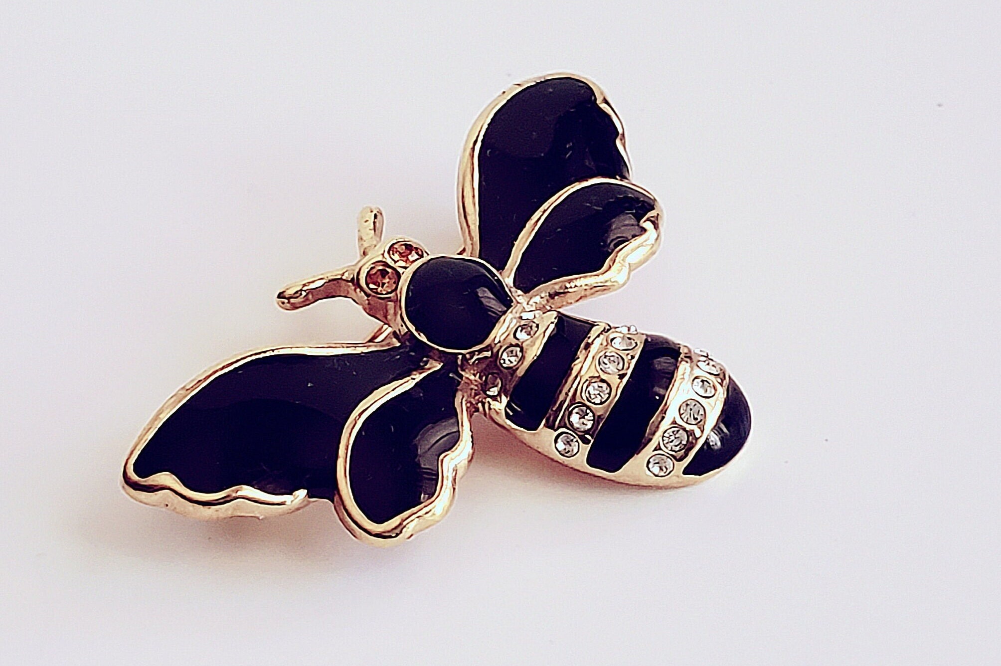 MONET Bumble Bee Pin Crystal Figural Bee Pin Vintage Costume Jewelry ...