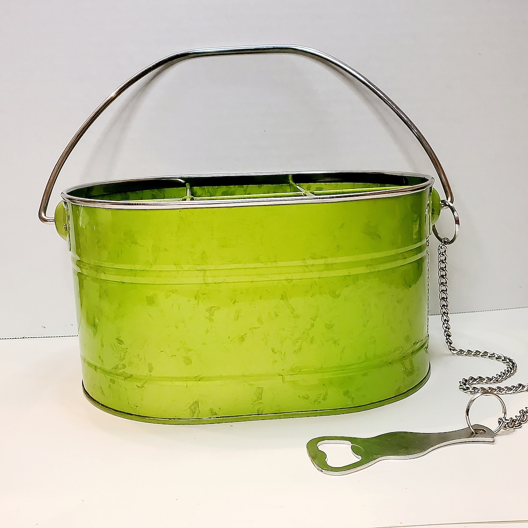 Beverage Caddy, Lime Green Metal Beverage Caddy, Beach Picnic Ice ...