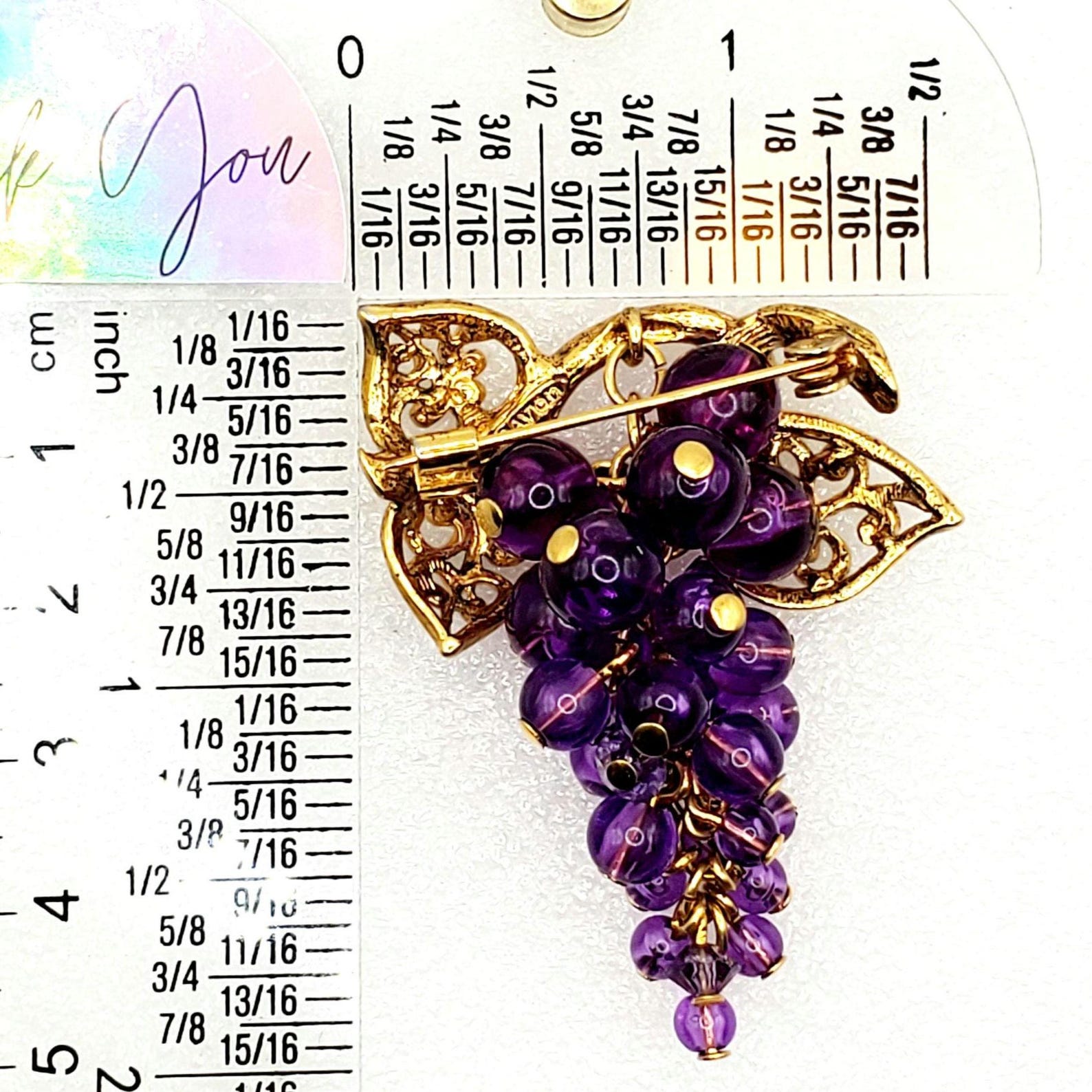 RARE Vintage AVON Grape Cluster Brooch, Dangle Purple Grape Cluster Pin ...
