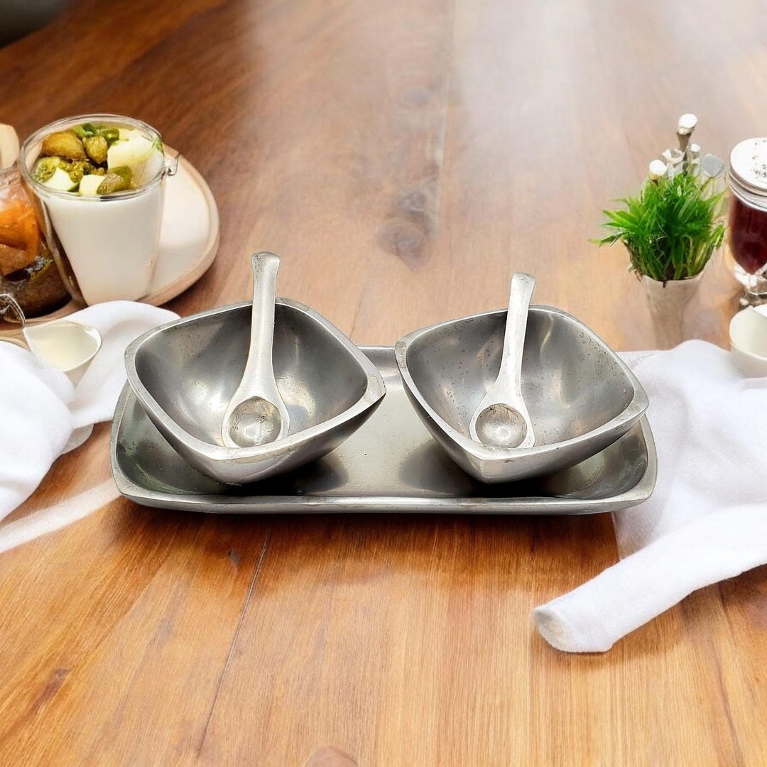Mini 5 Piece Aluminum Condiment Tray Set, IHI 5 Piece Salt Pepper ...
