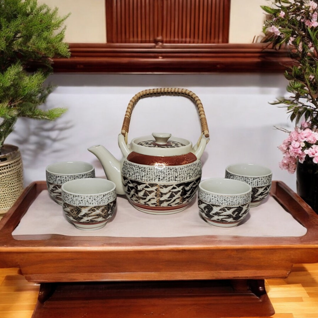 Vintage KUTANI Tea Pot Set, 5 Piece Hand Painted Japanese Teapot Set - Etsy