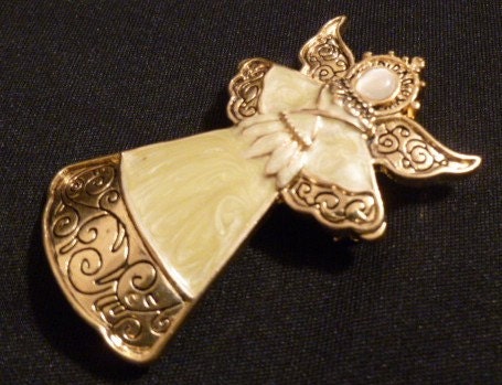 Vintage Angel Pin Brooch, Enamel Angel Brooch, Christmas Angel Pin ...