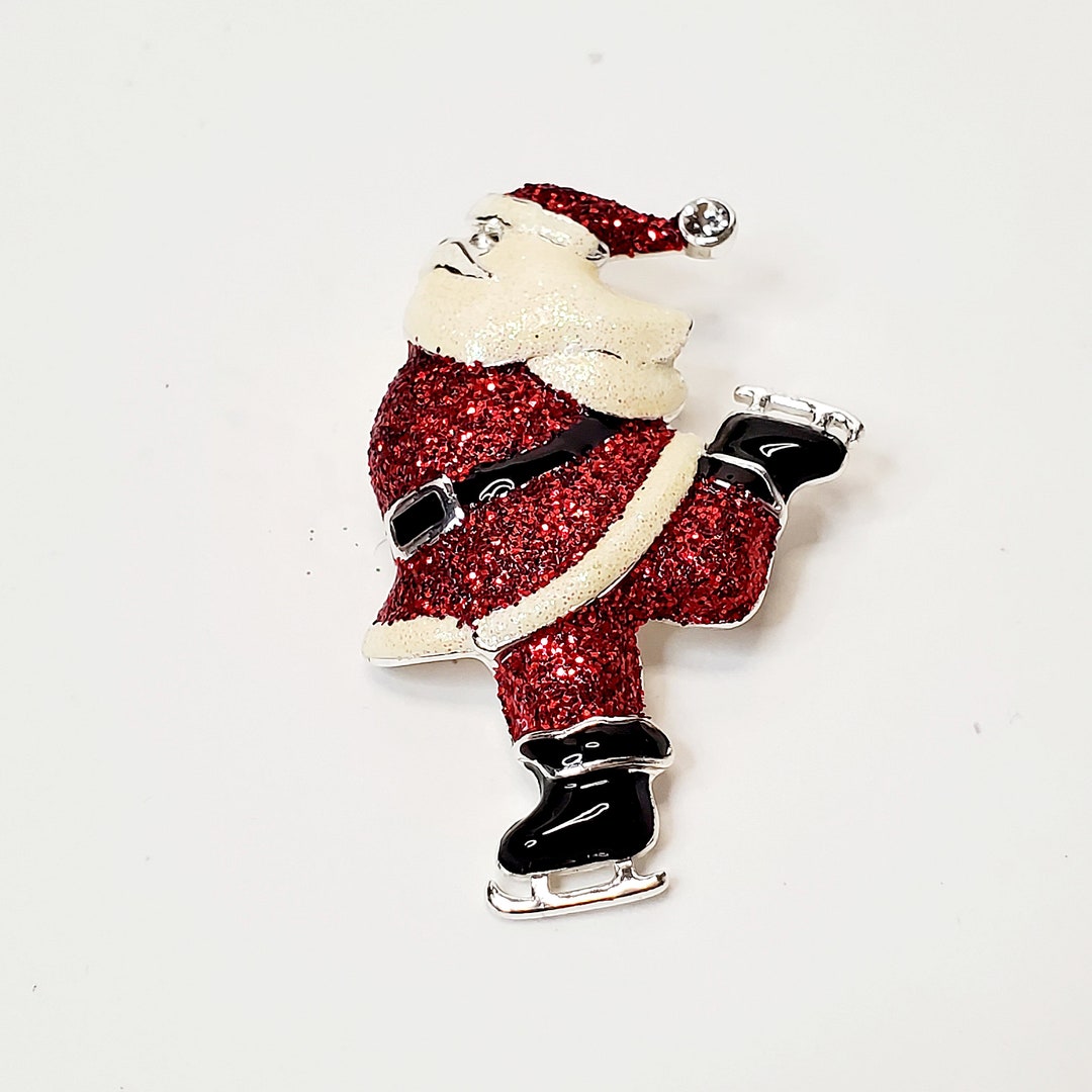 Vintage Ice Skating Santa Claus Pin Brooch Vintage Christmas - Etsy