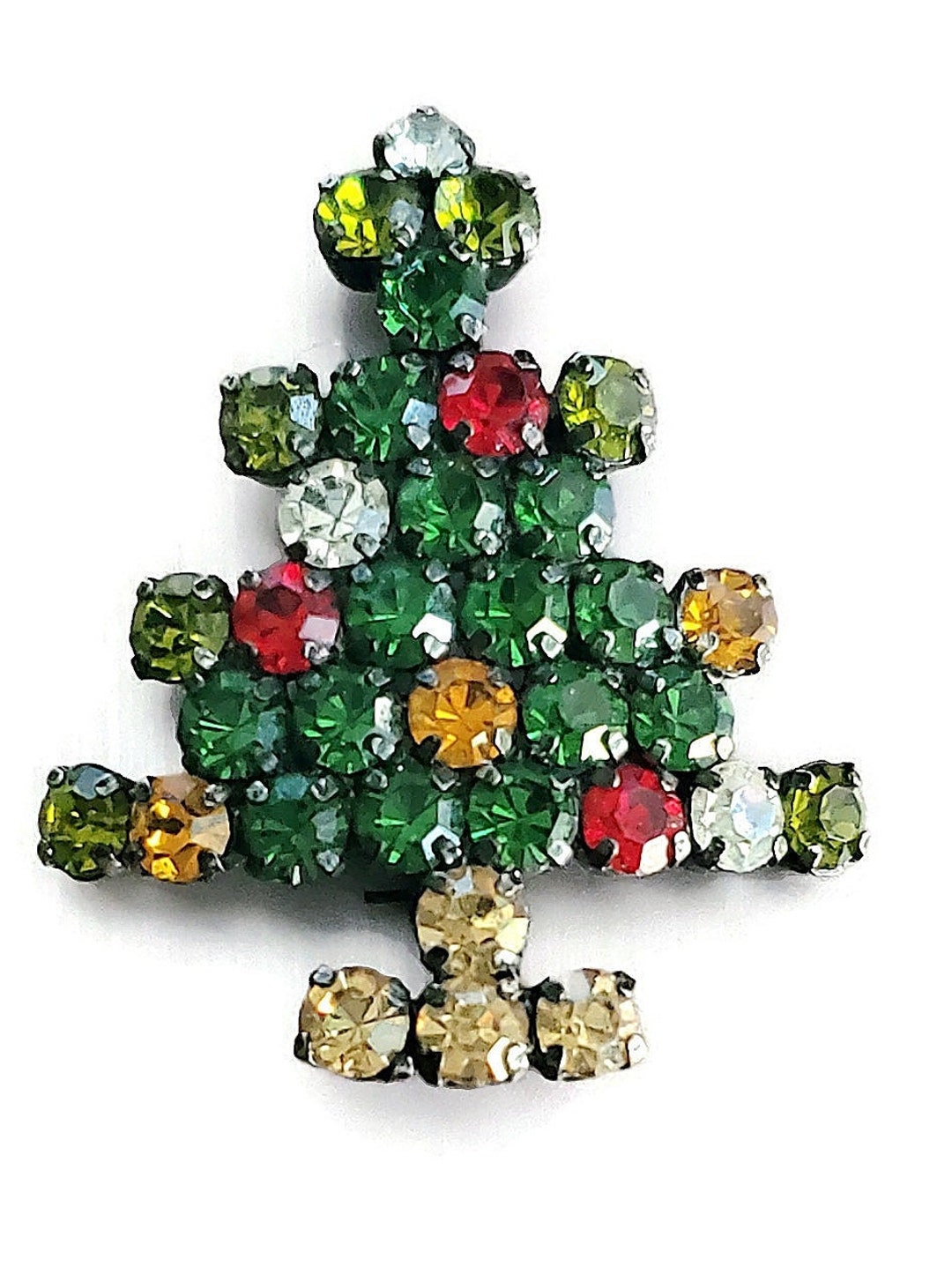 Vintage Christmas Tree Pin Austrian Crystal Christmas Tree - Etsy
