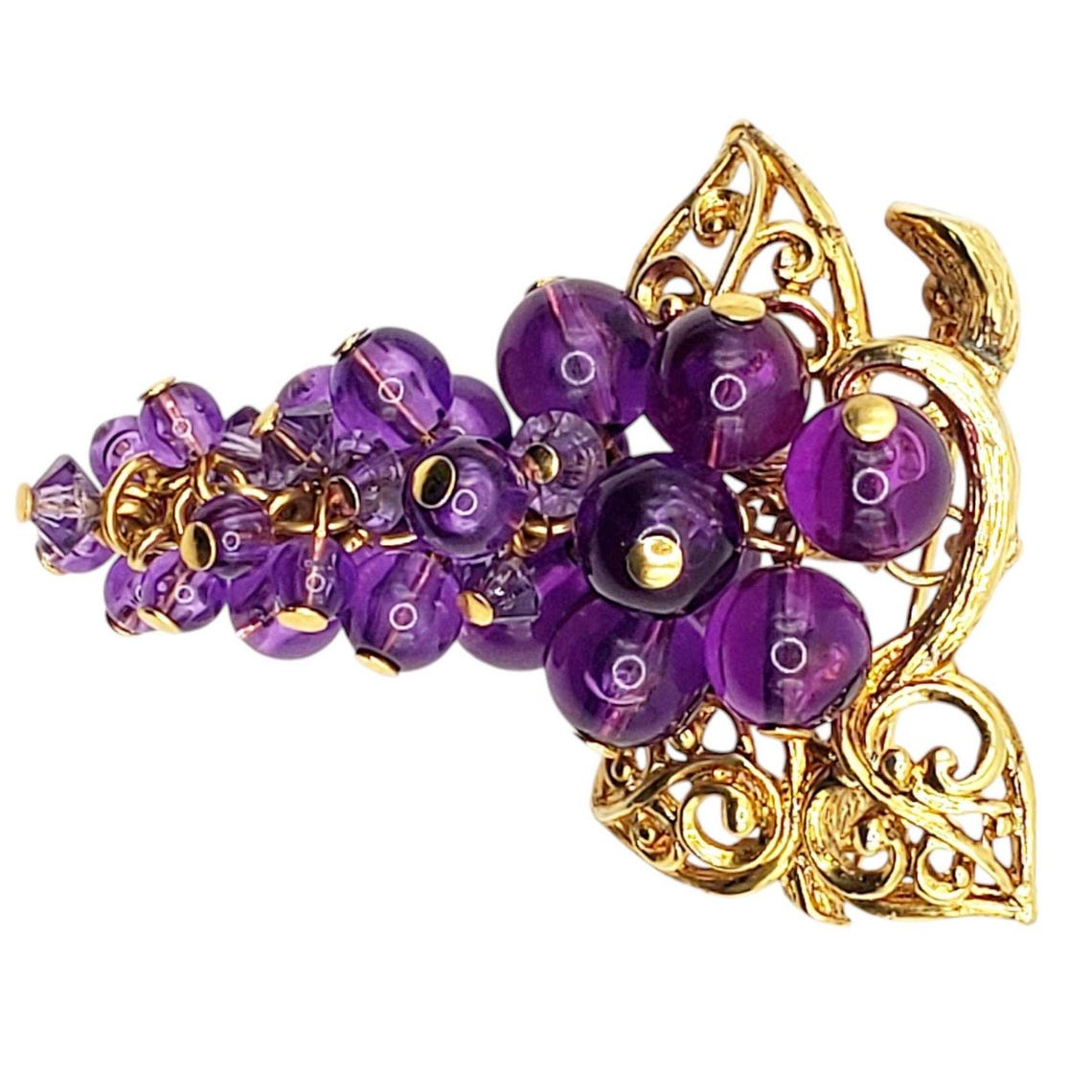 RARE Vintage AVON Grape Cluster Brooch, Dangle Purple Grape Cluster Pin ...