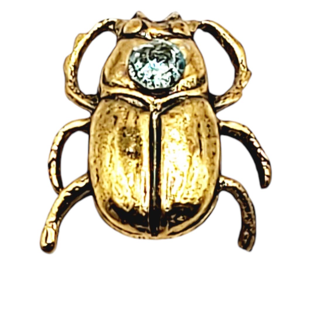 Egyptian Scarab Beetle Rhinestone Tie Tac, Antique Gold Tone Rhinestone ...