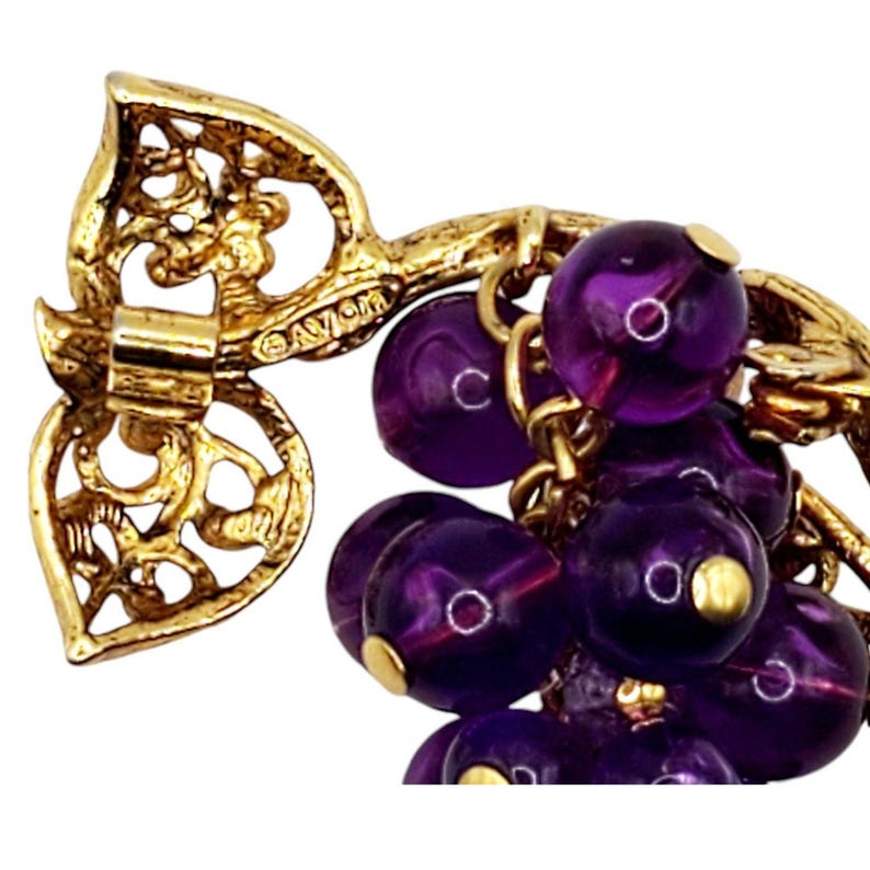 RARE Vintage AVON Grape Cluster Brooch, Dangle Purple Grape Cluster Pin ...