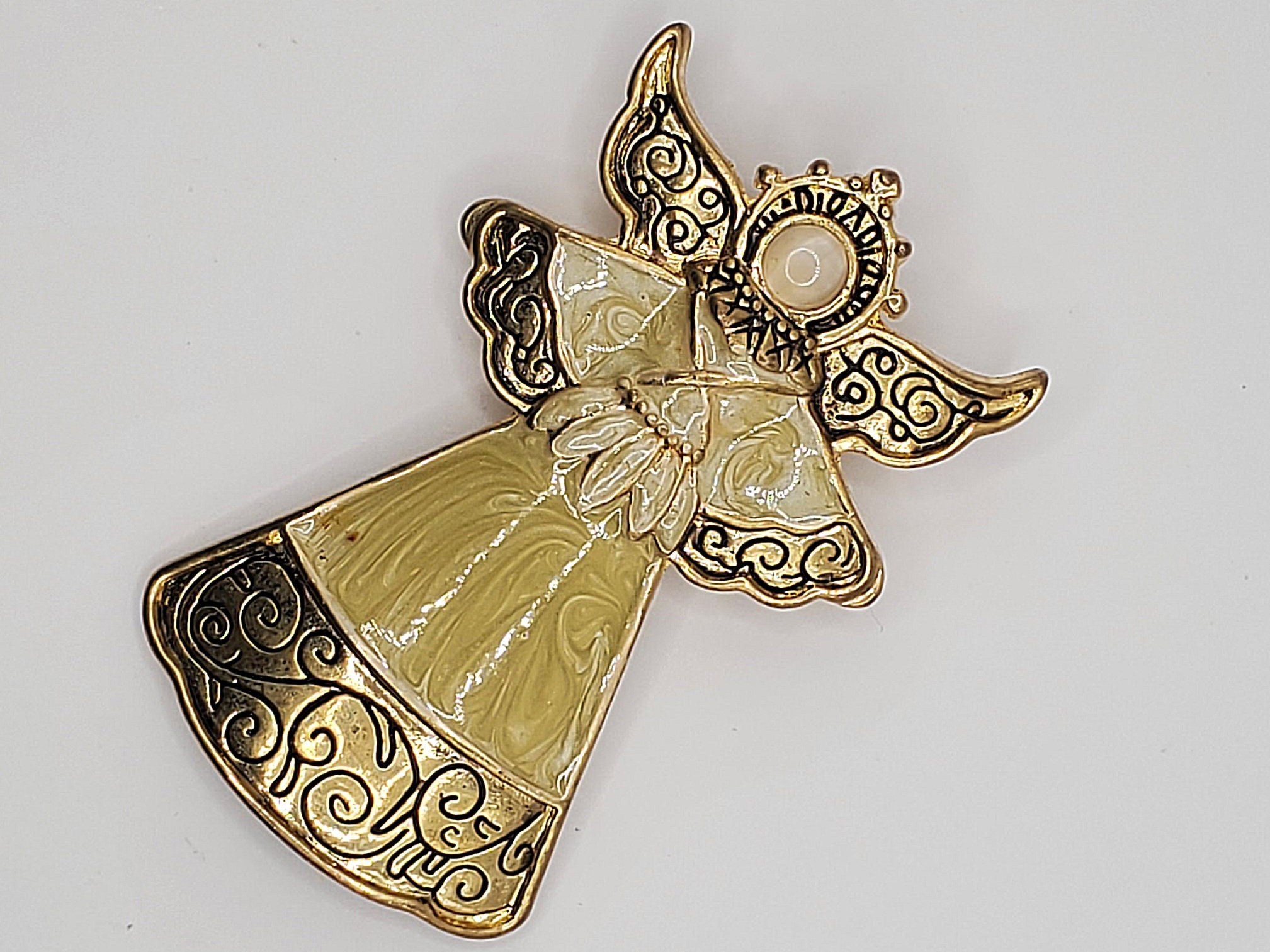 Vintage Angel Pin Brooch, Enamel Angel Brooch, Christmas Angel Pin ...