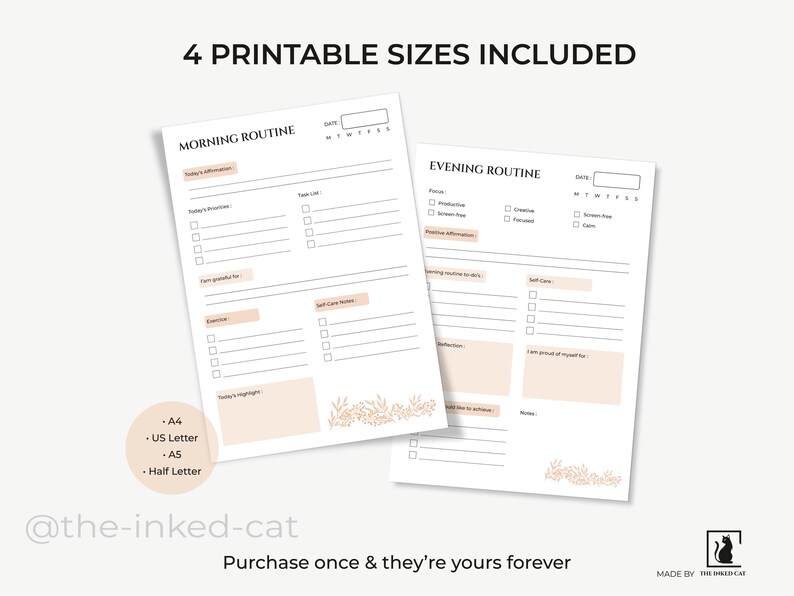 Morning & Evening Routine Printable Bundle | Daily Routine Planner ...