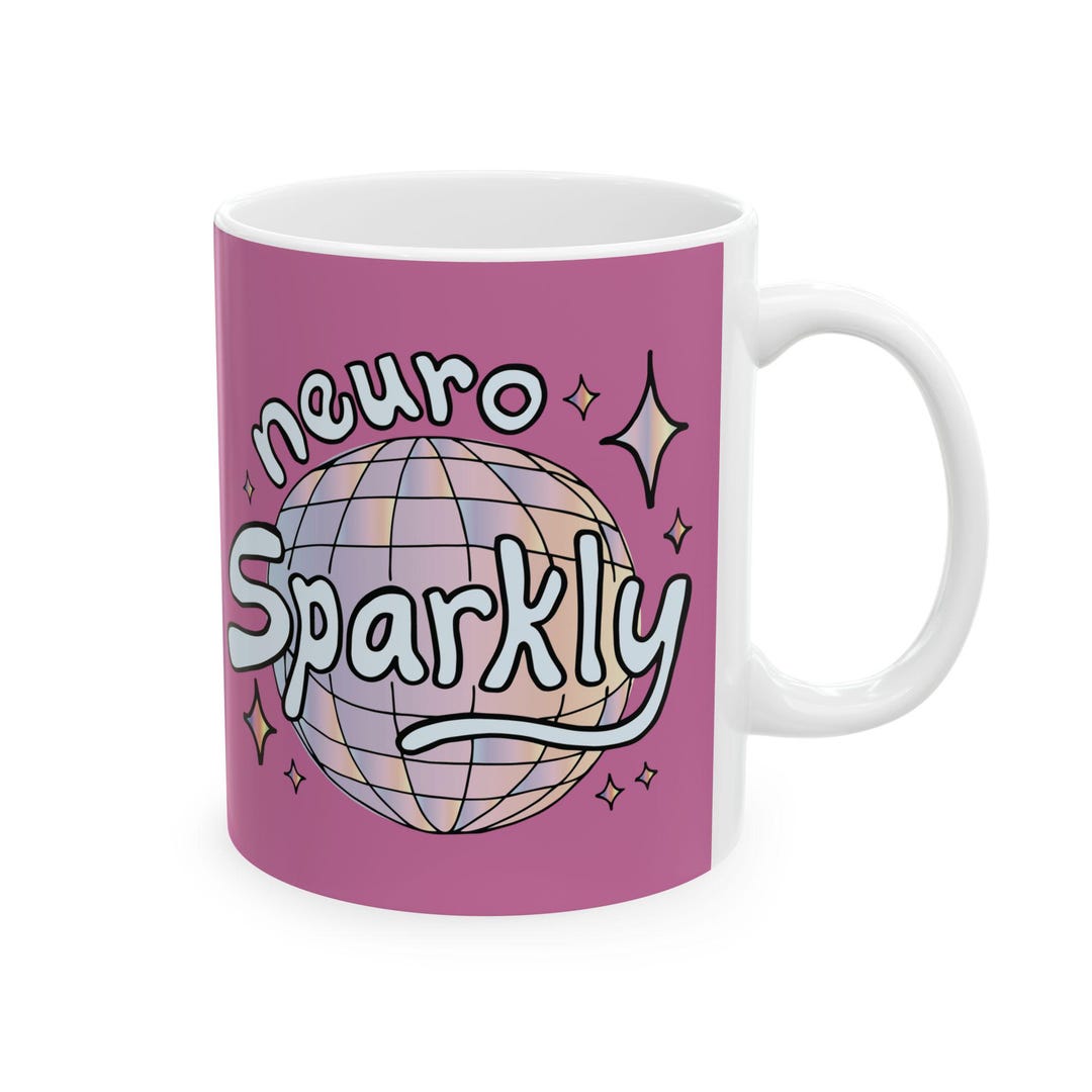 Sparkly Disco Ball Design Neurosparkly Mug | Pink Ceramic Coffee Cup - Etsy