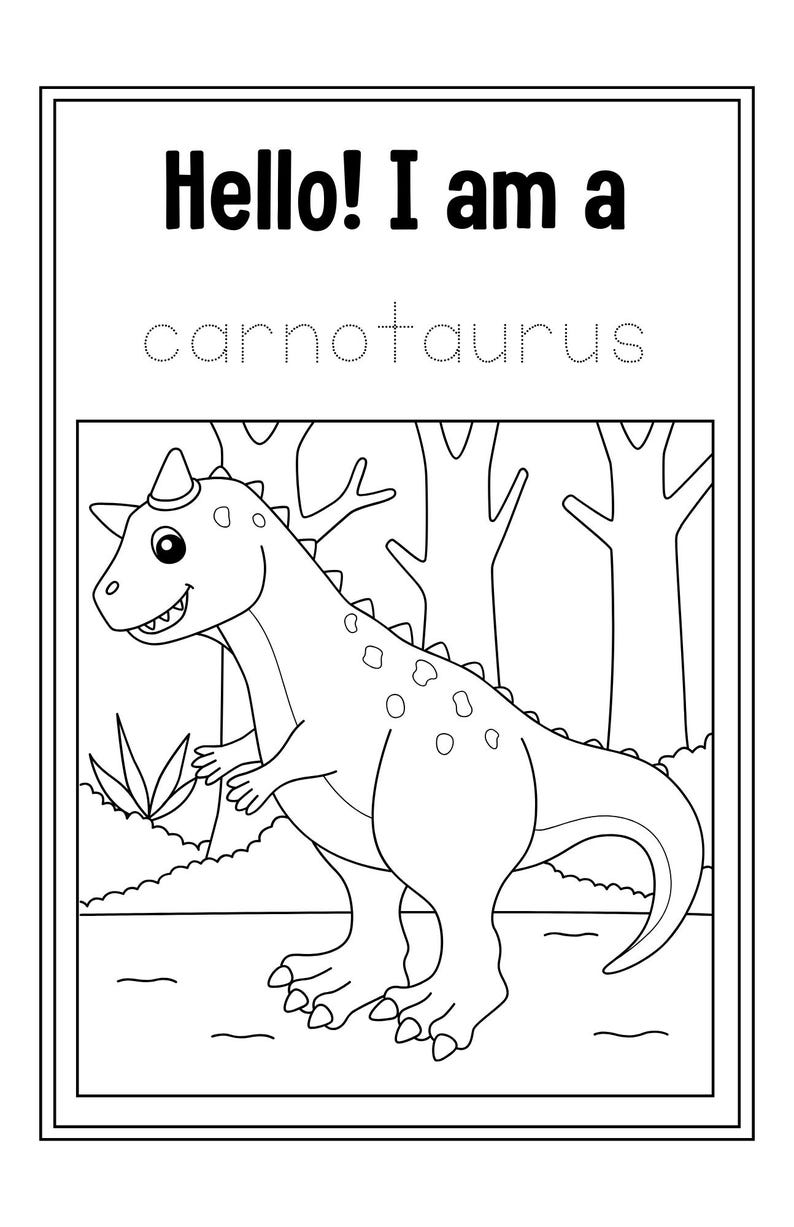Hello I Am a Dinosaur Coloring Pages | Dinosaur Color and Trace ...