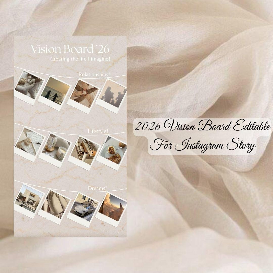 Polaroid Vision Board 2026 Canva Vorlage | Minimale ästhetische ...