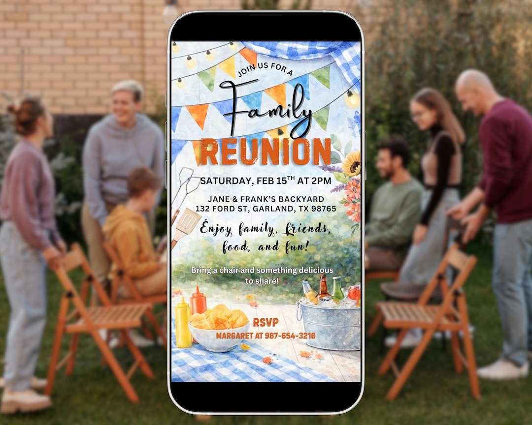 Family Reunion Invitation Editable | Backyard Gathering Canva Template ...