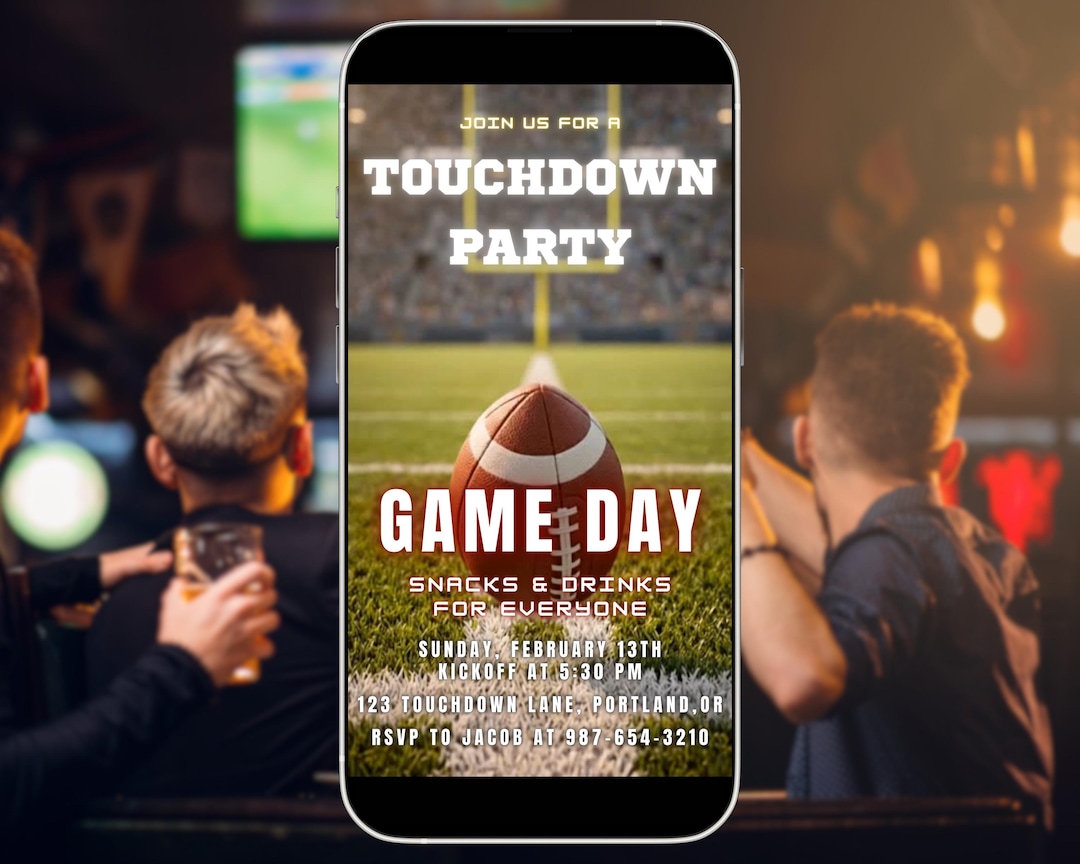Touchdown Party Invitation Editable | Football Game Day Canva Template ...