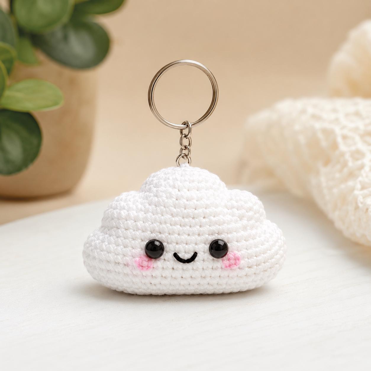 Cloud Keychain Crochet Pattern PDF - Easy Amigurumi Bag Charm, Beginner ...