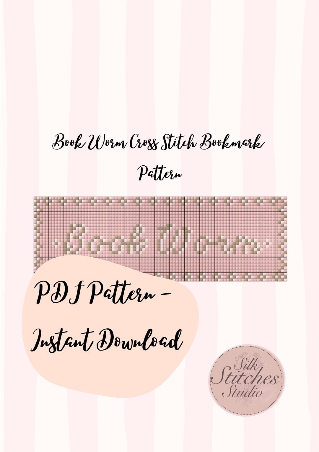 Book Worm Cross-stitch Bookmark Pattern - Beginner Friendly (digital ...