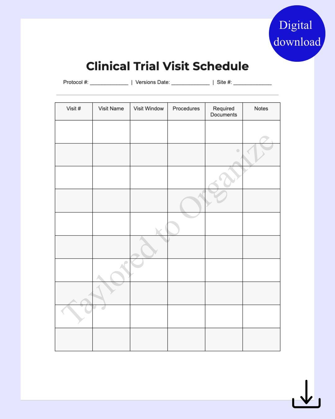 Clinical Trial Visit Schedule Template - Etsy