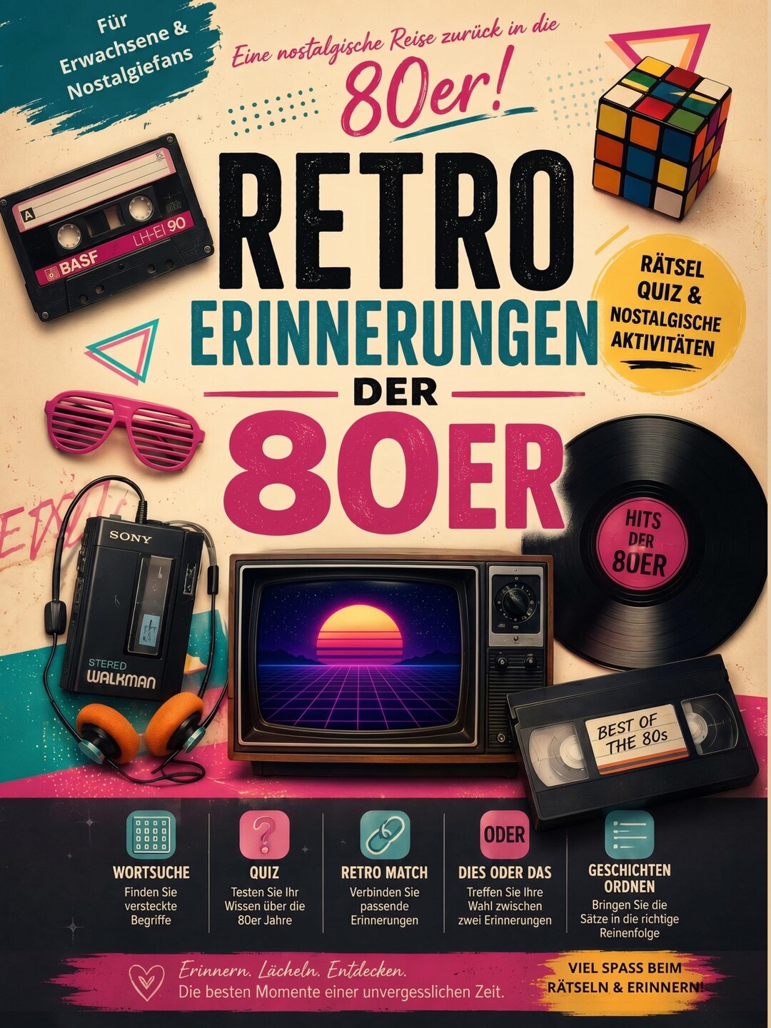 80s Retro Activity Book – Word Search, Quiz, Games (digital Download ...
