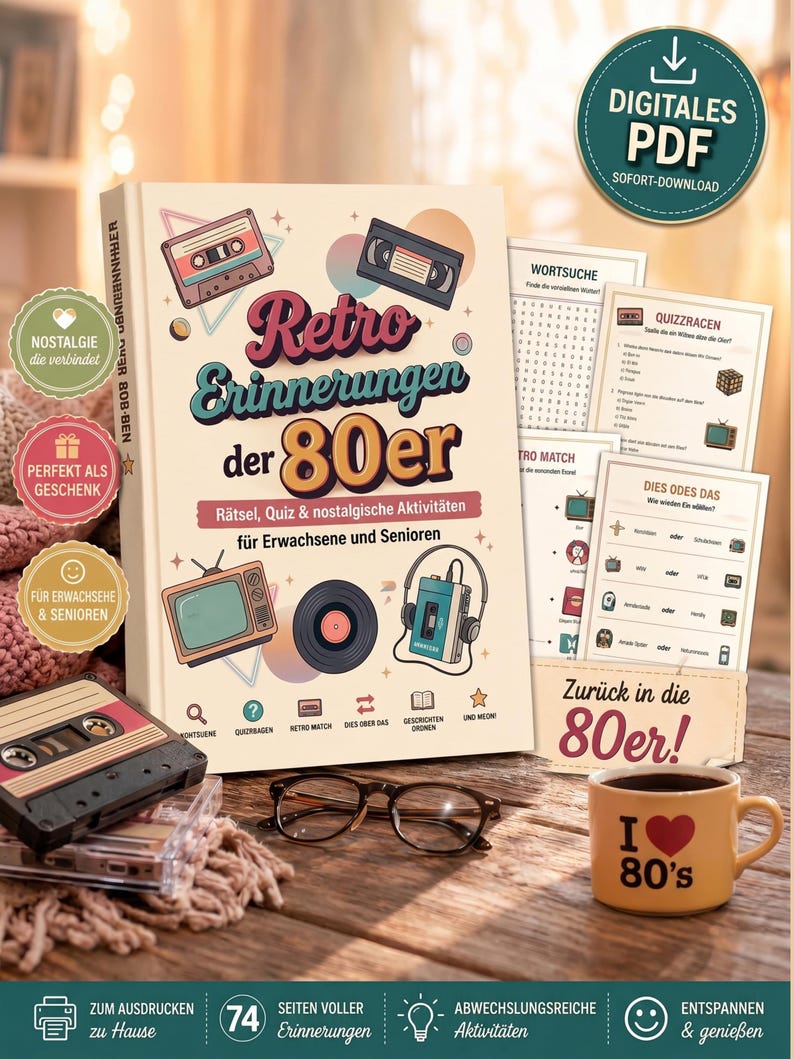 80s Retro Activity Book – Word Search, Quiz, Games (digital Download ...