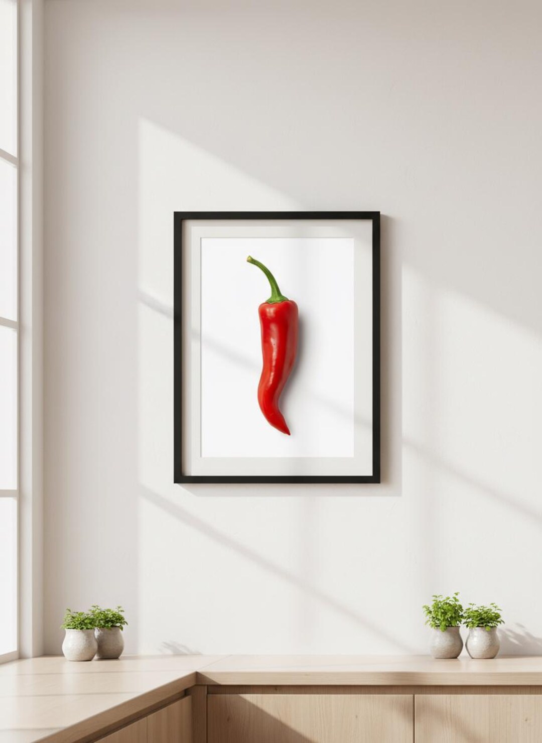Minimal Chili Wall Art Download, Modern Kitchen Poster, Red Chili Print ...