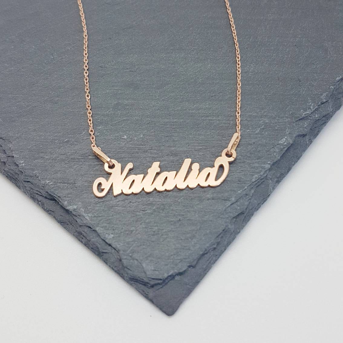 Natalia - Name Necklace With 24k Gold Filled Sterling Silver, Laser Cut ...