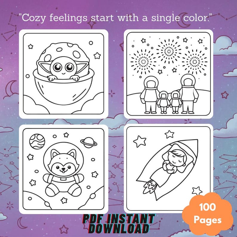 5 FOR 60% OFF- Cozy Space Coloring Book – Astronauts, Planets, Aliens ...