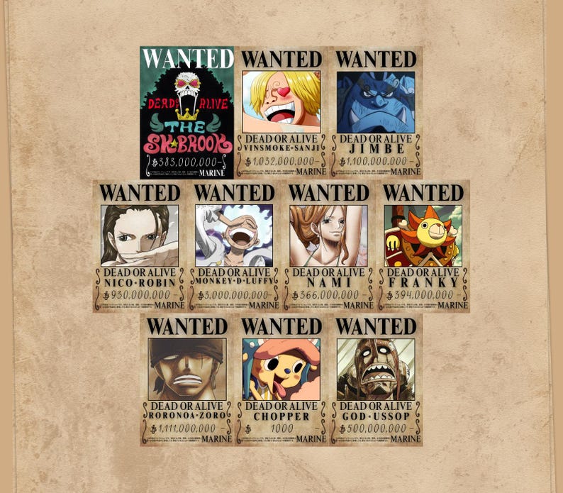 Straw Hat Pirates Wanted Poster | One Piece Wano Wanted Posters | Lift ...