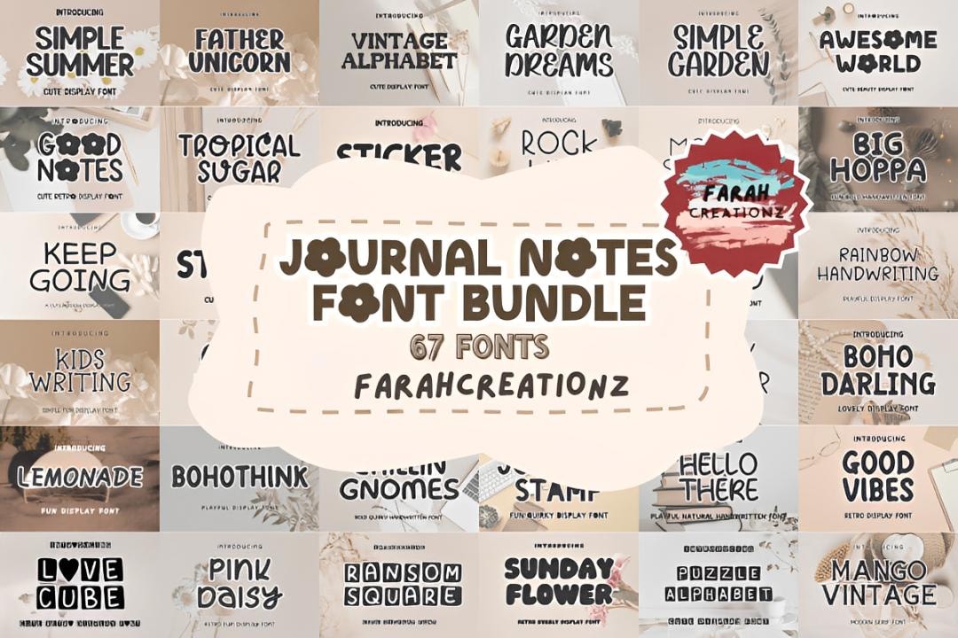 Journal Notes Font Bundle, 67 Handwritten Fonts (digital Download) - Etsy