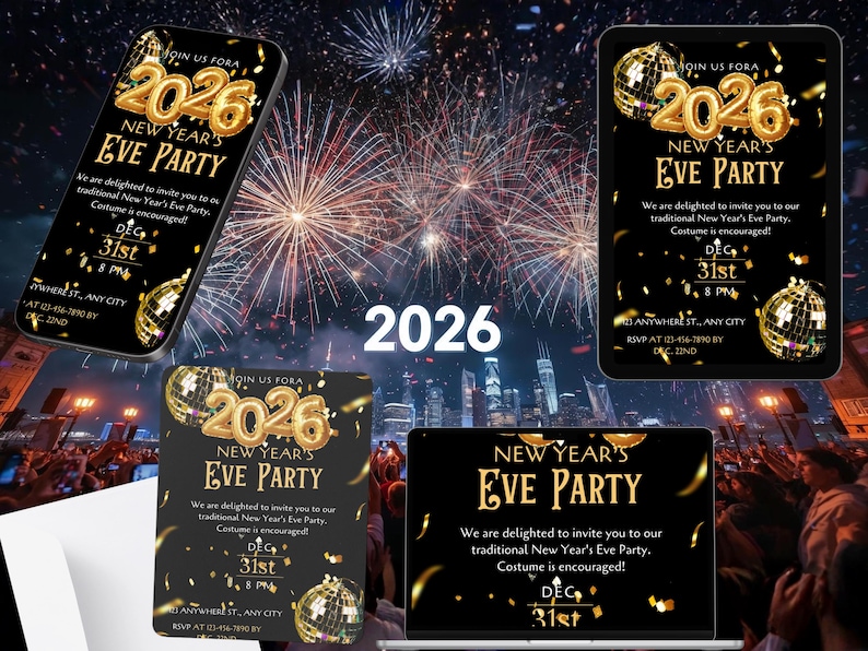 New Year's Eve Party Invitation: Digital Printable Template - Etsy
