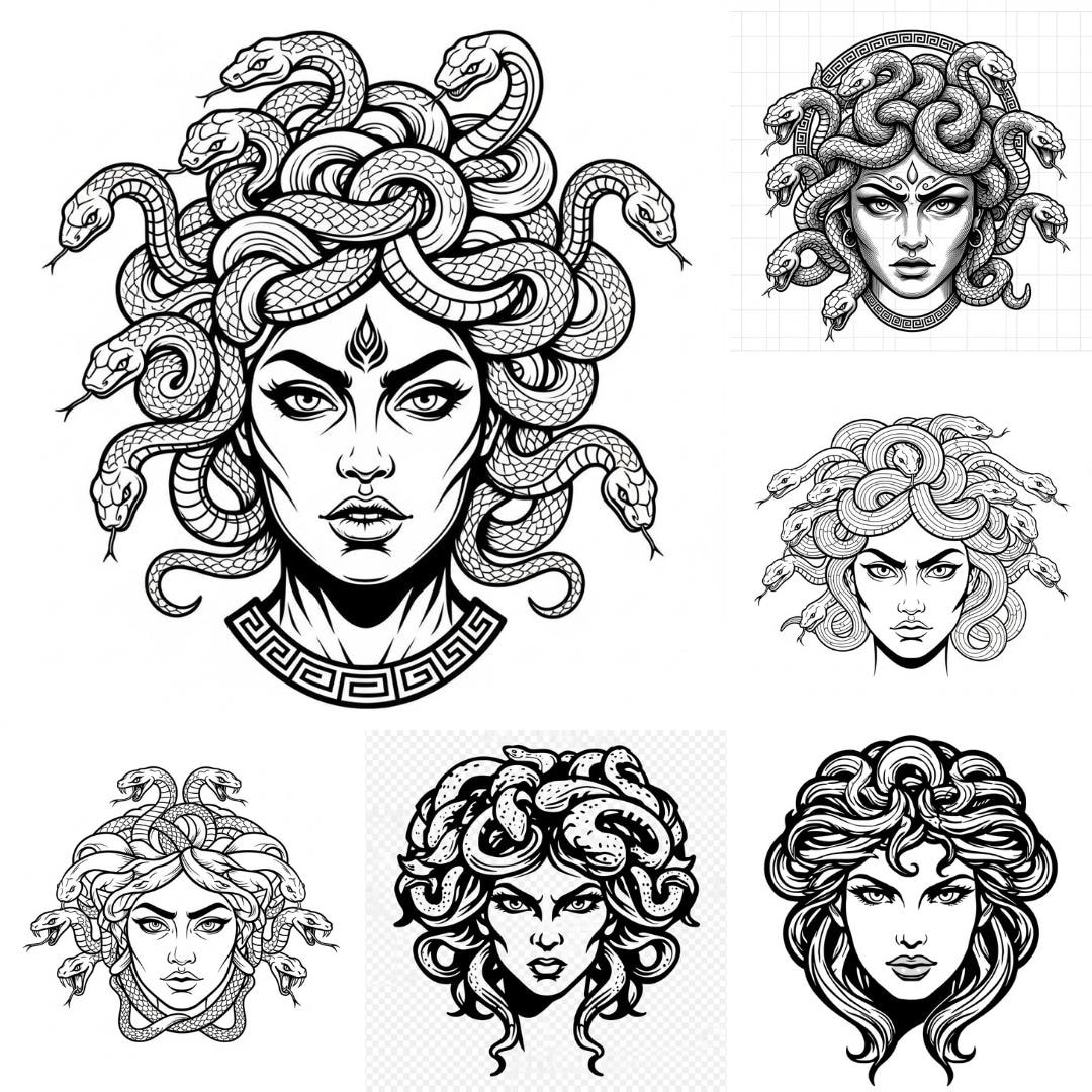 Medusa SVG PNG Bundle | Mythology Clipart | Greek Myth Design Cut Files ...