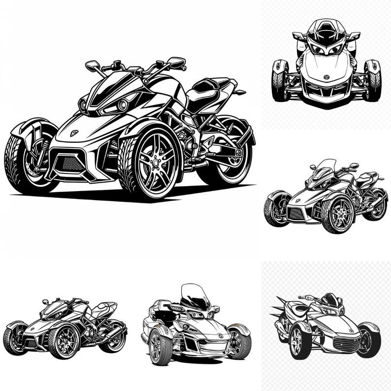 Can-am Spyder SVG PNG Bundle | Three Wheel Motorcycle Clipart | Trike ...