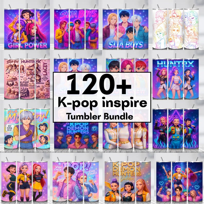 120+ K-pop Inspired Tumbler Wrap Bundle | Cartoon Style Idol Characters ...