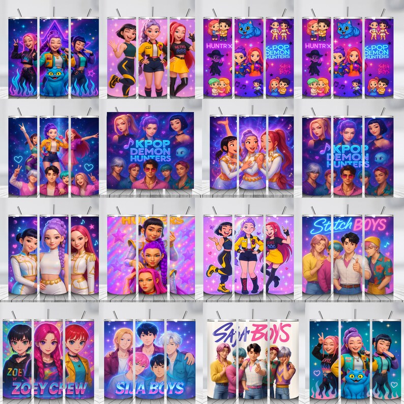 120+ K-pop Inspired Tumbler Wrap Bundle | Cartoon Style Idol Characters ...