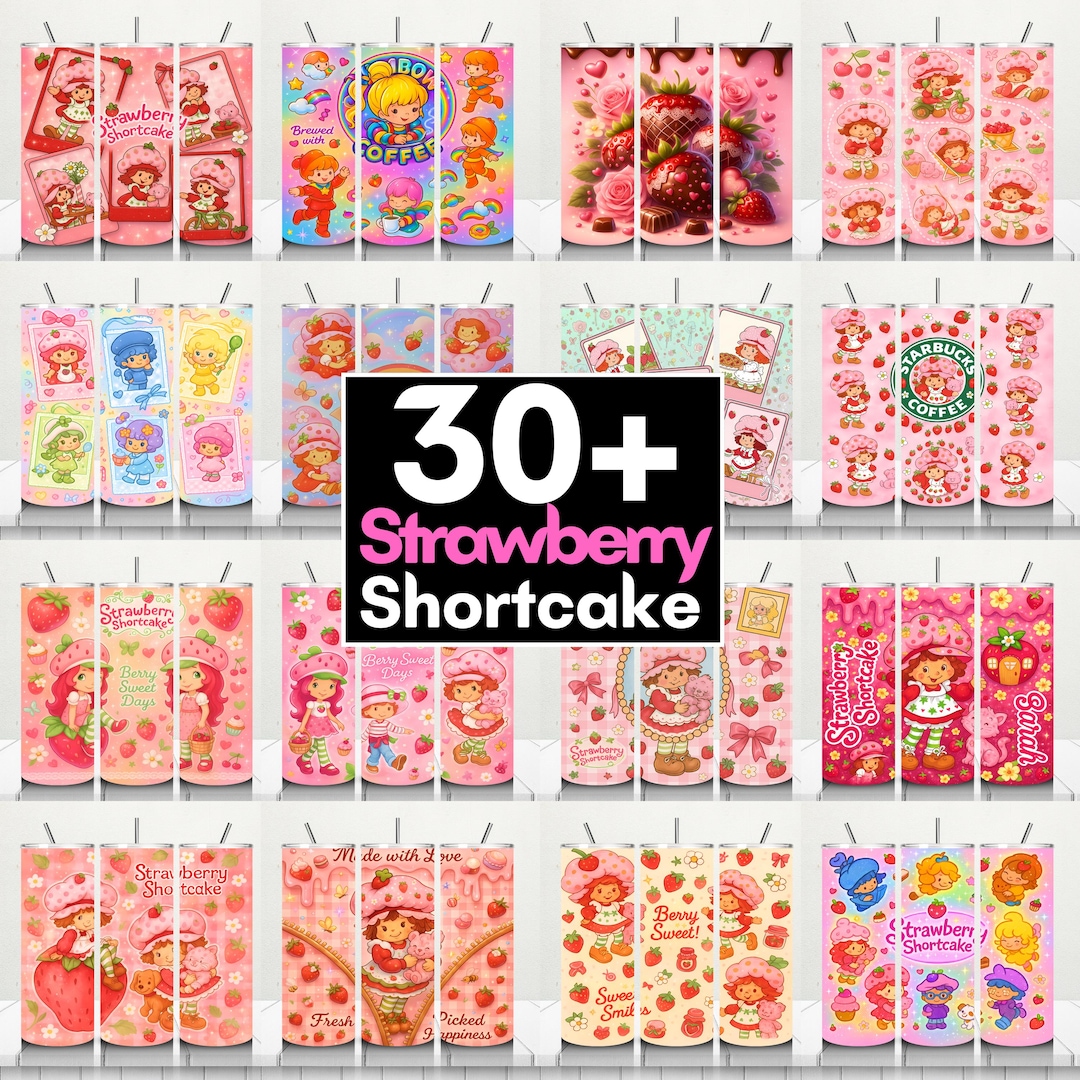 30+ Retro Straw-bery Sh0rt-cake PNG Bundle | 90s Cartoon Girl | Cute ...