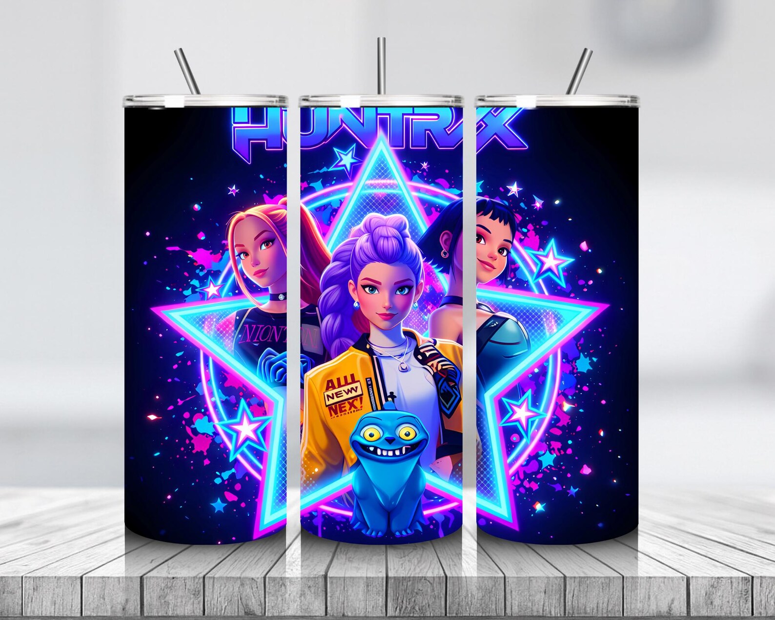 Kpop Demon Huntrix Neon Idol Love Tumbler Wrap PNG Bundle Fantasy Girl ...