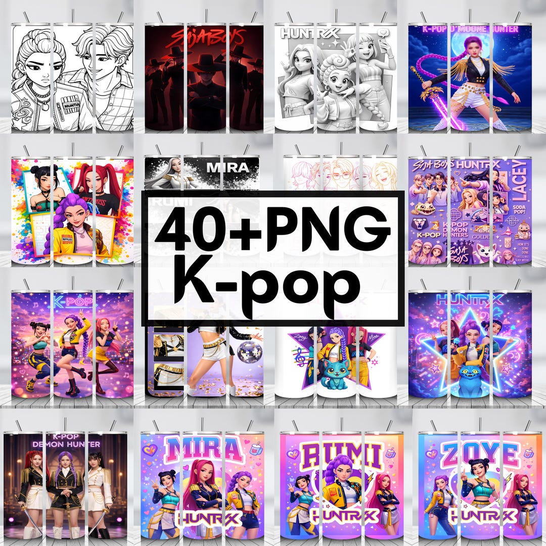 40+ K-pop Inspired Tumbler Wrap Bundle | Cartoon Style Idol Characters ...