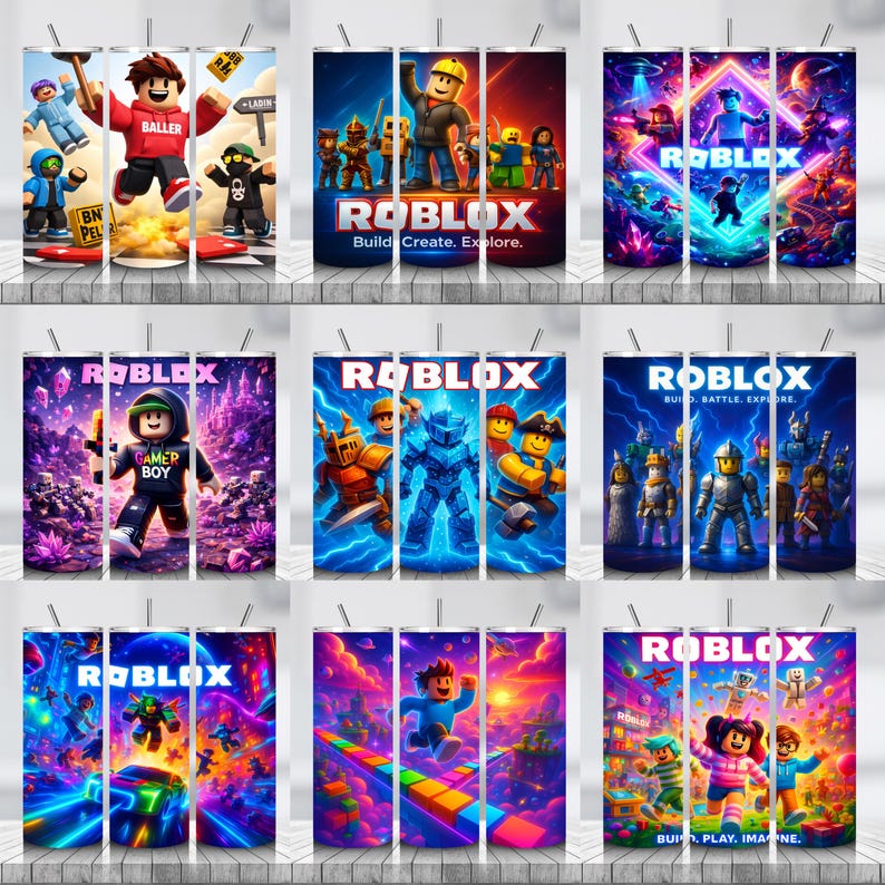100+ Roblox Inspired Tumbler Wrap Bundle, 20oz Skinny Sublimation PNG ...