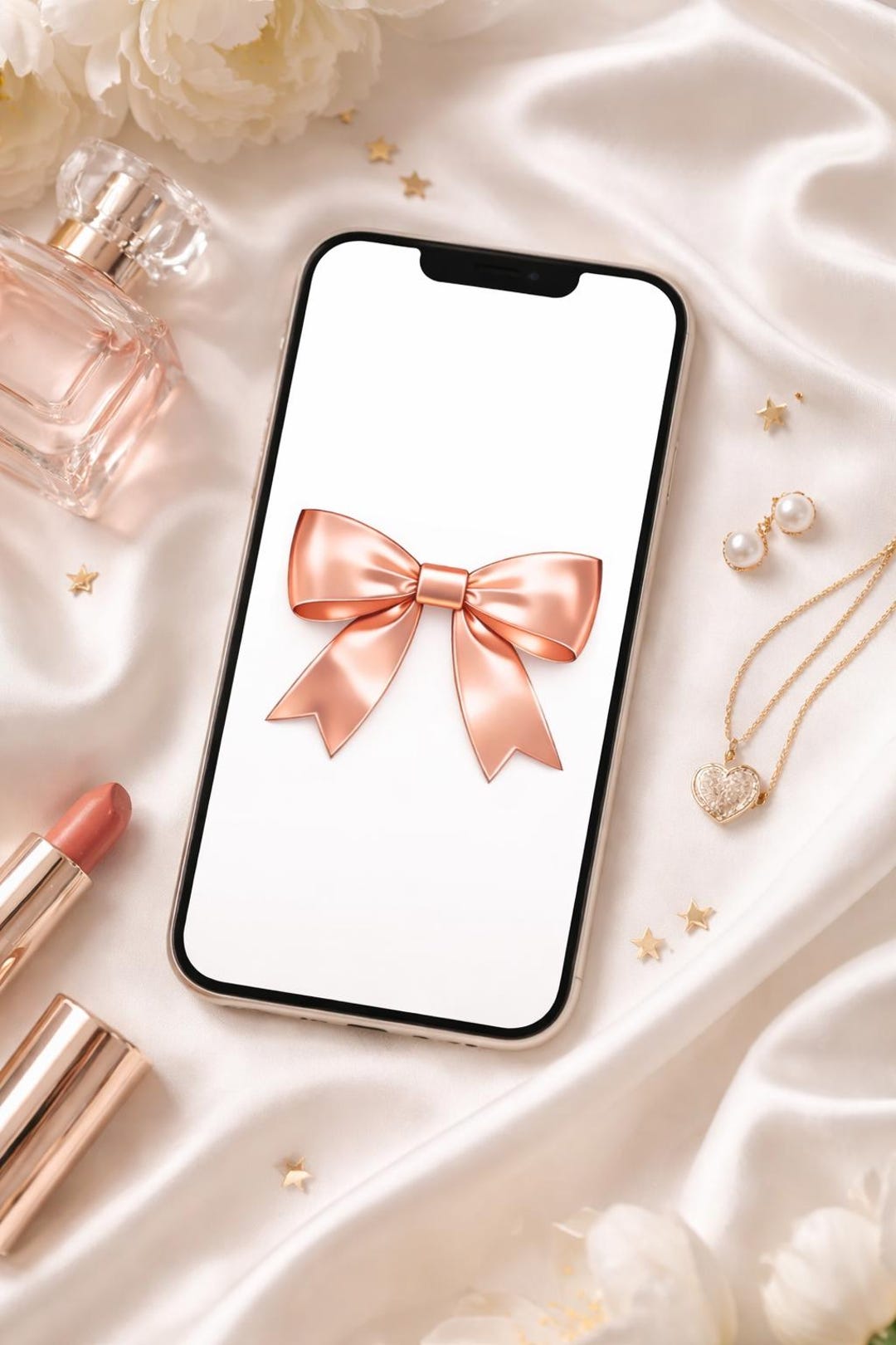 Minimal Bow IPhone Wallpaper Set White Aesthetic Phone Background