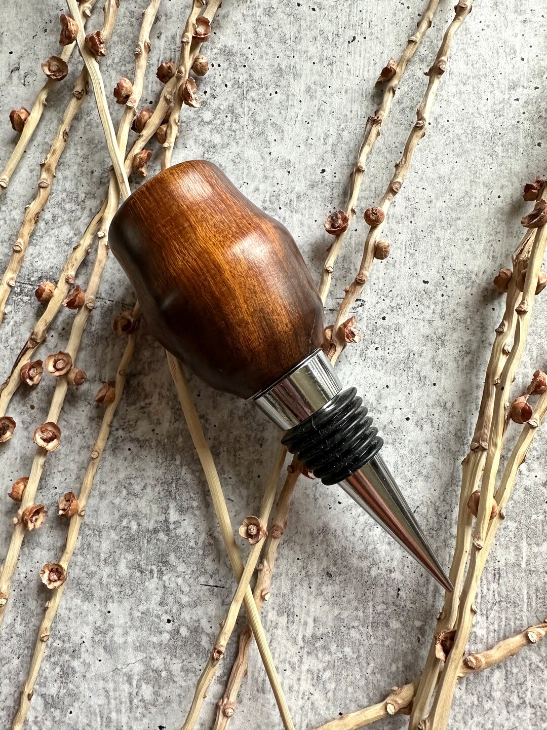 Wine Stopper | Hand Turned | Stainless Steel | Exotic Hardwood ...