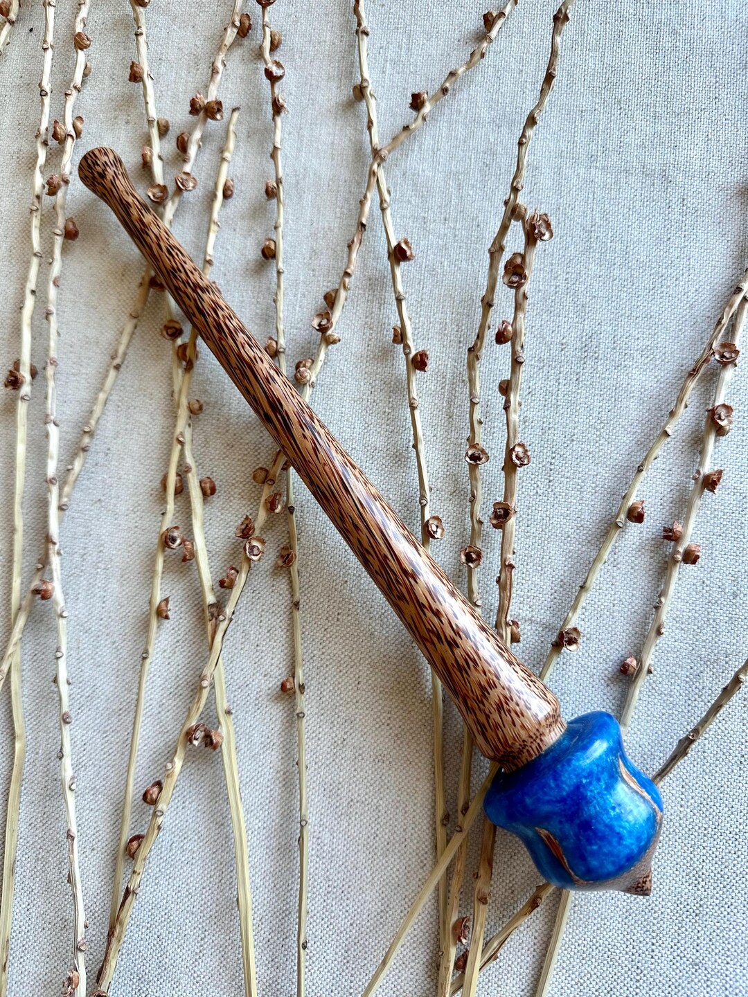 Red Palm With Blue Resin | Support Spindle | Spinning | Hand Spun ...