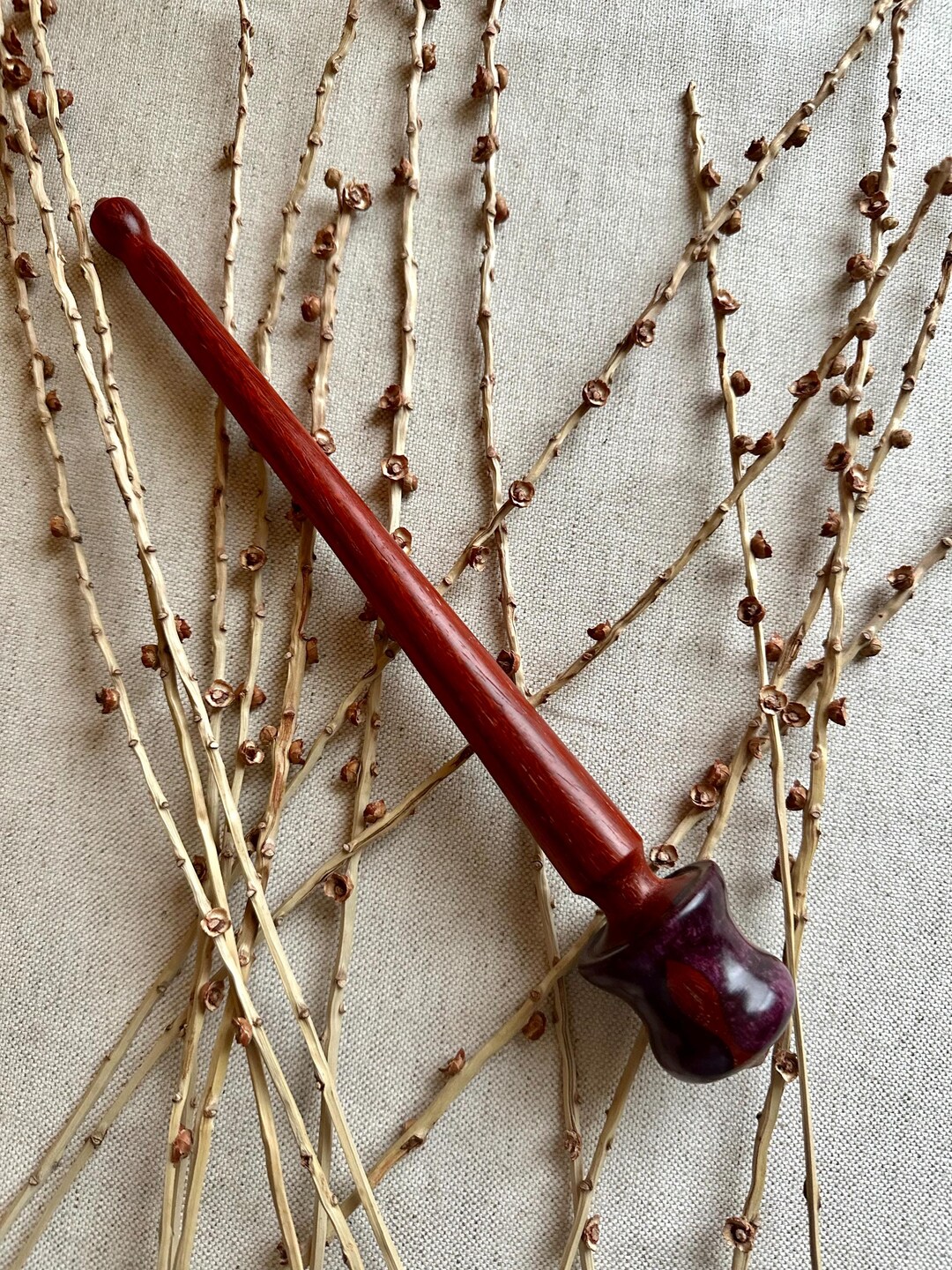 Padauk With Plum Resin Support Spindle Spinning Hand Spun Hand Turned ...